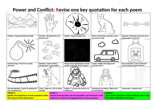 Power and Conflict Poetry Revision Grid: Extended Version | Teaching ...