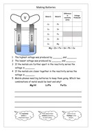 Voltaic Cells - Making Batteries Worksheet. | Teaching Resources