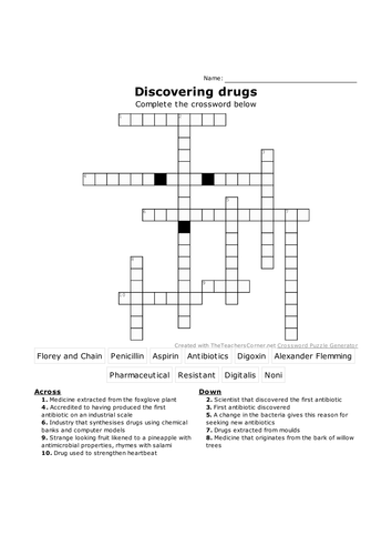 GCSE Biology crosswords NEW specification Chapter 6 Preventing and ...