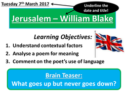 Jerusalem - William Blake SEN / Low Ability Yr 7,8,9 (Environment ...