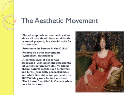 GCE A Level Literature - Historical context- The Aesthetic Movement ...