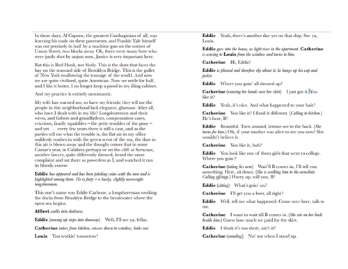 A View from the Bridge: Eddie and Catherine's Relationship | Teaching ...