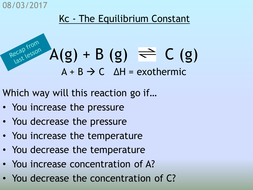 Kc - The Equilibrium Constant | Teaching Resources