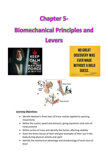AQA A-Level PE- Chapter 5 Biomechanical Principles | Teaching Resources