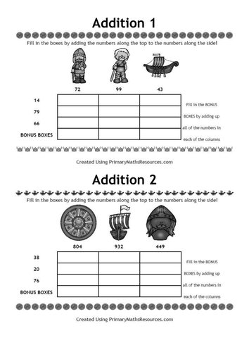 Fun Viking Themed Addition and Subtraction Worksheets for Year 5 ...