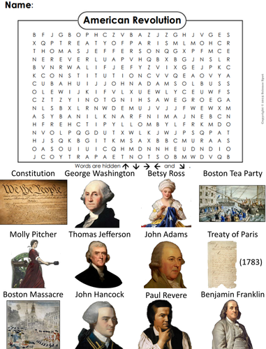 American Revolution Word Search | Teaching Resources