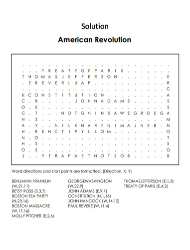 American Revolution Word Search | Teaching Resources