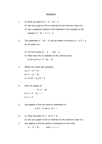 Quadratics - Graphical Solutions - for year 11/12 maths | Teaching ... Quadratics - Graphical Solutions - for year 11/12 maths | Teaching ...