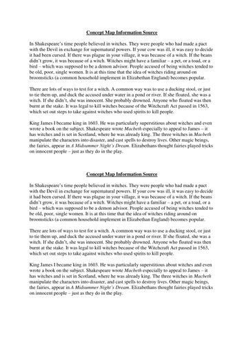 Shakespeare and Superstition Concept Map | Teaching Resources