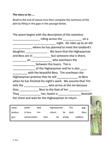 The Highwayman by Alfred Noyes PPT for whole poem with some resources ...