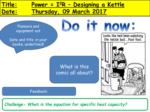 Power = I2R – Designing a Kettle (lesson 15) | Teaching Resources