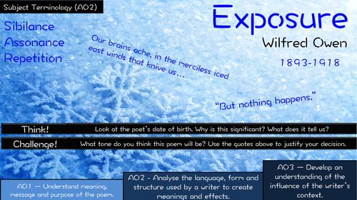 Revision - Exposure - Wilfred Owen - AQA Poetry - Power and Conflict ...
