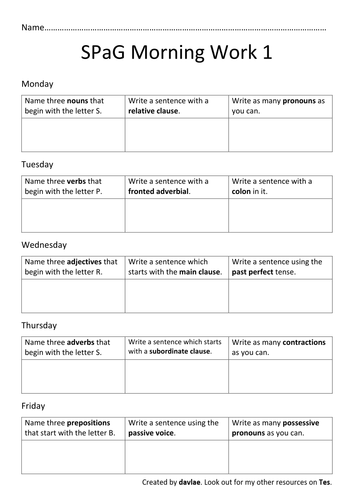 Practice SPAG Paper 1 | Teaching Resources