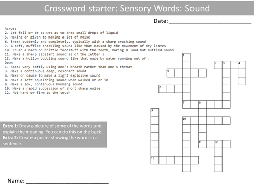 22 x Food Technology Sensory Words Keyword Starters Crosswords ...