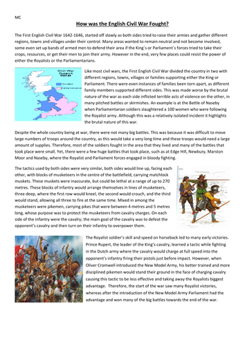 The Events of the English Civil War | Teaching Resources