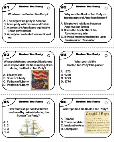 Boston Tea Party Task Cards | Teaching Resources