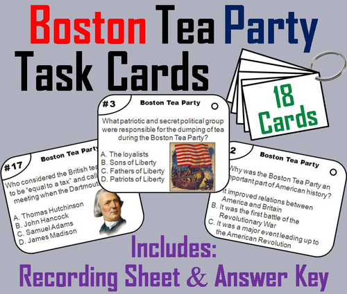 Boston Tea Party Task Cards and Activities Bundle | Teaching Resources