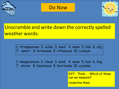 Year 7 Geography, Weather. Lesson 2: Measuring the weather | Teaching ...