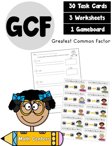 Greatest Common Factor Task Cards | Teaching Resources