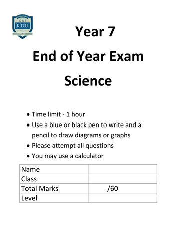 Science exams for Years 7, 8 and 9 | Teaching Resources