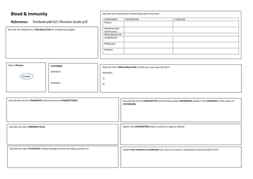 iGCSE Biology BLOOD & IMMUNITY Revision Poster | Teaching Resources