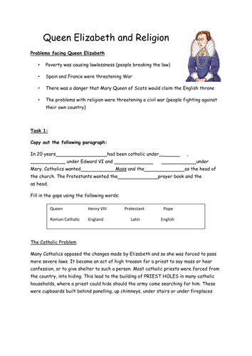 Elizabeth I and religion | Teaching Resources