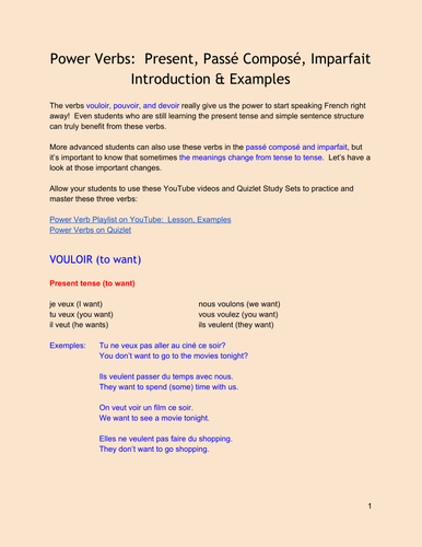 GCSE FRENCH: French Verbs Lesson: DEVOIR, POUVOIR, VOULOIR | Teaching ...