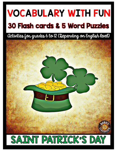 Saint Patrick's Day: 5 Different Word puzzles and 30 Photo flash cards ...