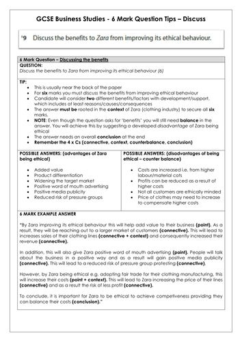 GCSE Business Studies Exam Tips/Answers | Teaching Resources