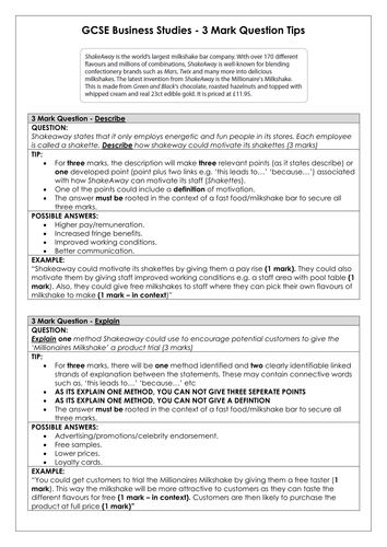 GCSE Business Studies Exam Tips/Answers | Teaching Resources