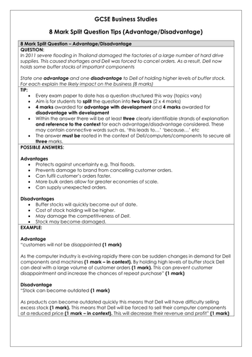 GCSE Business Studies Exam Tips/Answers | Teaching Resources