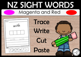 New Zealand Sight Words – Magenta and Red - Trace Write Cut Paste ...