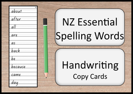 New Zealand Essential Spelling Words - Handwriting Copy Cards ...