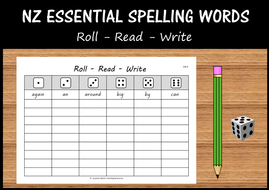 New Zealand Essential Spelling Words - 'Roll, Read, Write' activity ...