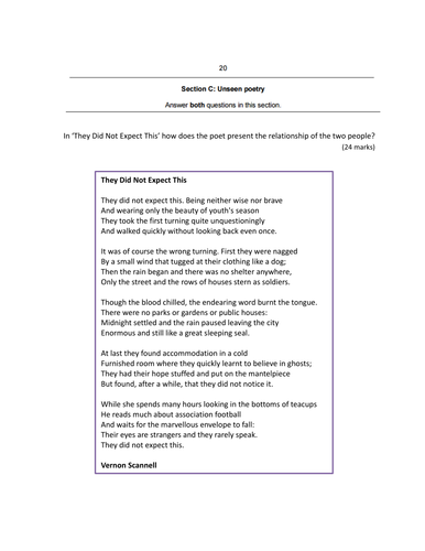 Unseen Poetry (New Spec GCSE exam) | Teaching Resources