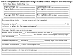 AQA GCSE History 9-1 Paper 1 Interpretations Writing Frames | Teaching ...