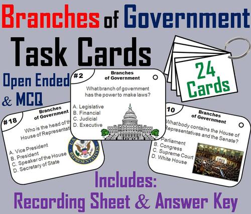 Branches of Government Task Cards and Activities Bundle | Teaching ...