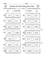 Decimals Greater Than Less Than PLUS Fraction Awareness (6 Worksheets ...