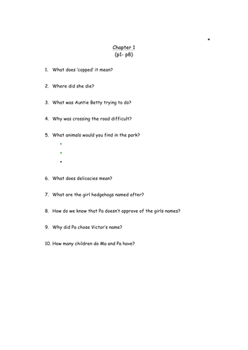 The Hodgeheg by Dick King - Smith Differentiated Reading comprehensions ...