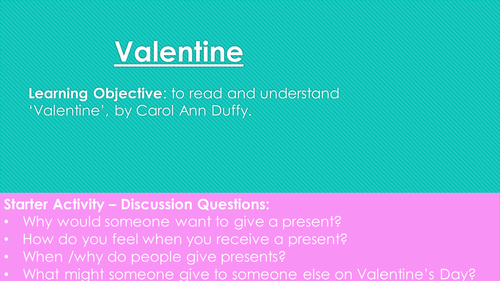 Valentine, Carol Ann Duffy | Teaching Resources