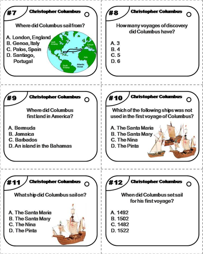 Christopher Columbus Task Cards | Teaching Resources