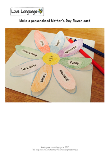 Personalised Mother's Day flower card - adjectives | Teaching Resources
