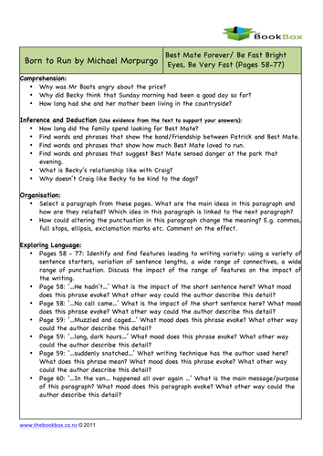 Born to Run by Michael Morpurgo: Guided Reading Plans | Teaching Resources