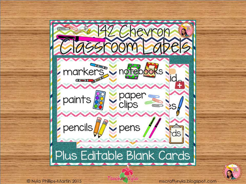 Classroom Labels with Chevron Borders | Teaching Resources