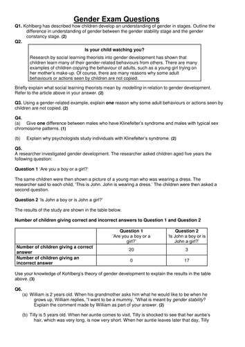 Summary Sheets for revision - A2 GENDER - AQA Psychology Year 2 (new ... Summary Sheets for revision - A2 GENDER - AQA Psychology Year 2 (new ...