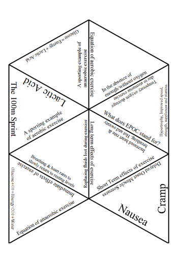 GCSE PE AQA 9-1 Effects of exercise & Aerobic/Anaerobic Tarsia Triangle ...