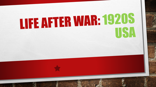 Life in 1920s USA - the roaring twenties | Teaching Resources