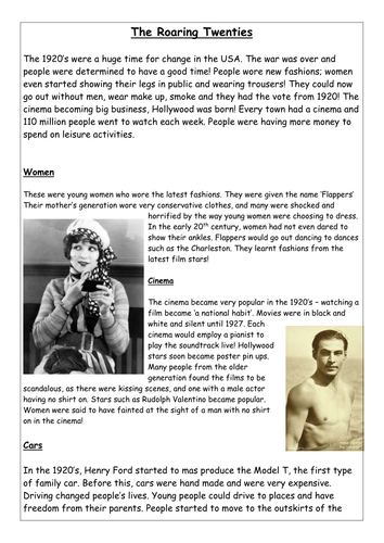 Life in 1920s USA - the roaring twenties | Teaching Resources