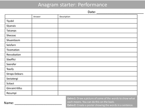 10 Anagram Sheets PE Physical Education Keyword Starters Crossword ...
