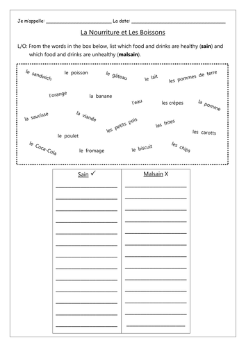 FRENCH - Food and drinks activities - Worksheets | Teaching Resources